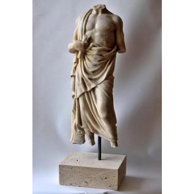 20th Century Italian Esculapio Acefalo Carrara Marble Sculpture | Chairish