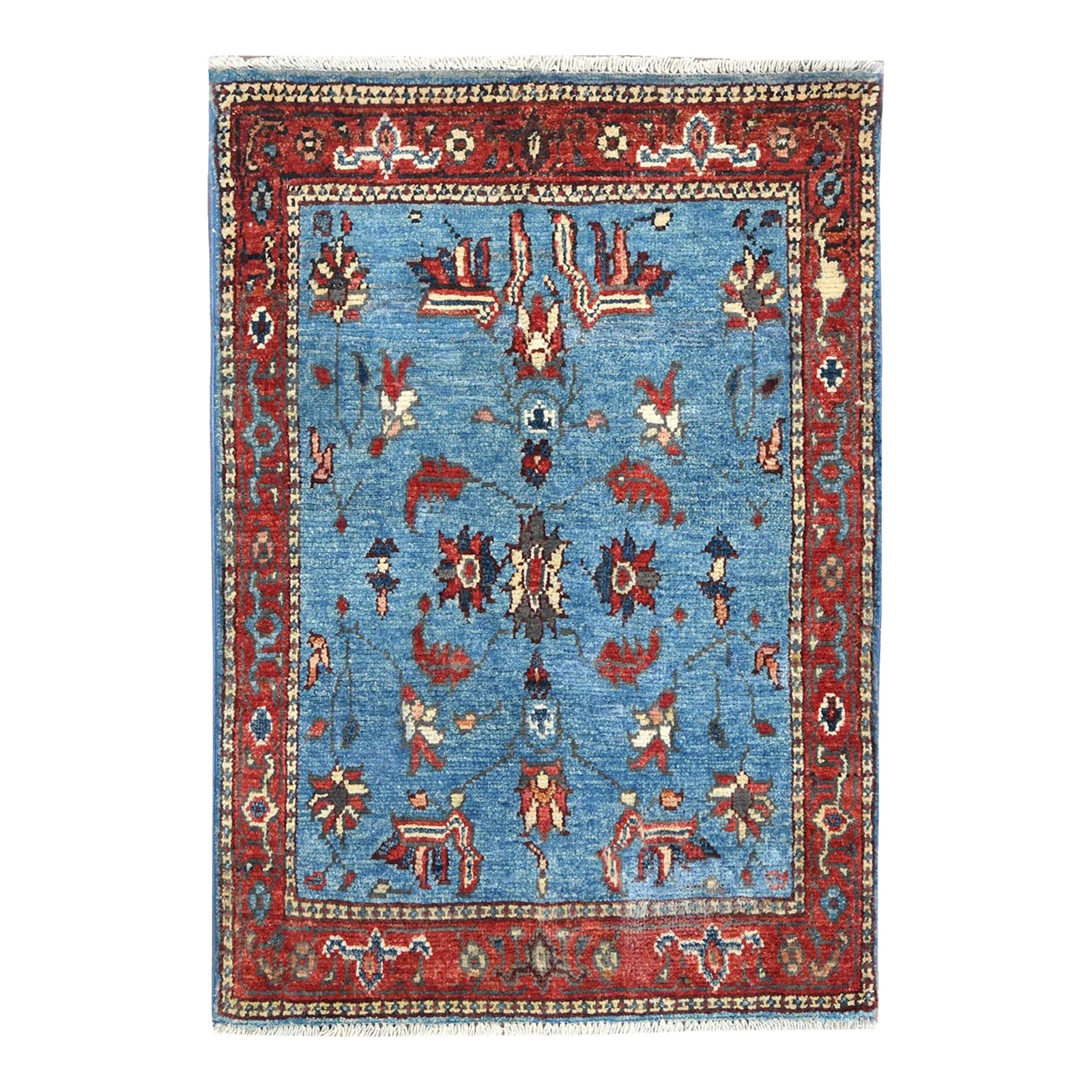 2010s Carolina Blue, Afghan Peshawar With All Over Heriz Design ...