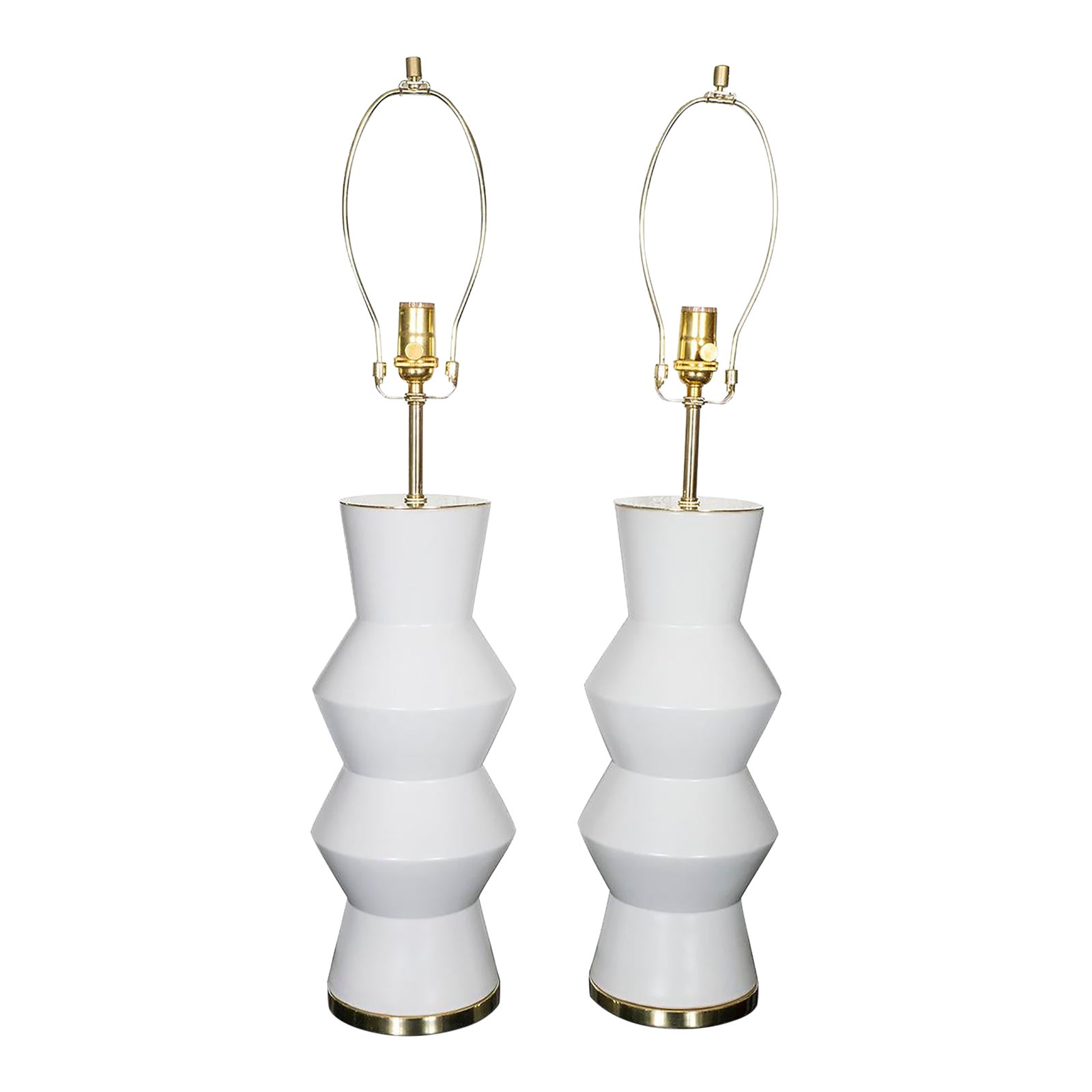 Pair of Angular Ceramic Table Lamps | Chairish