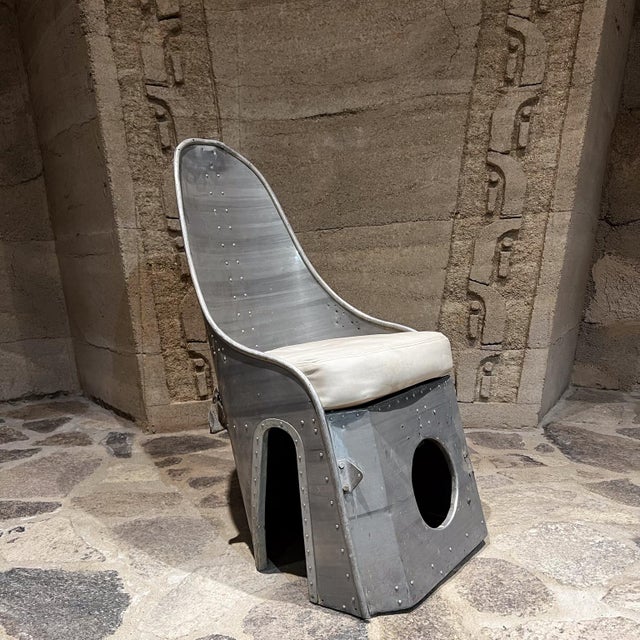 1940s Aircraft Seat Aluminum and Leather Genuine Aviation Chair | Chairish