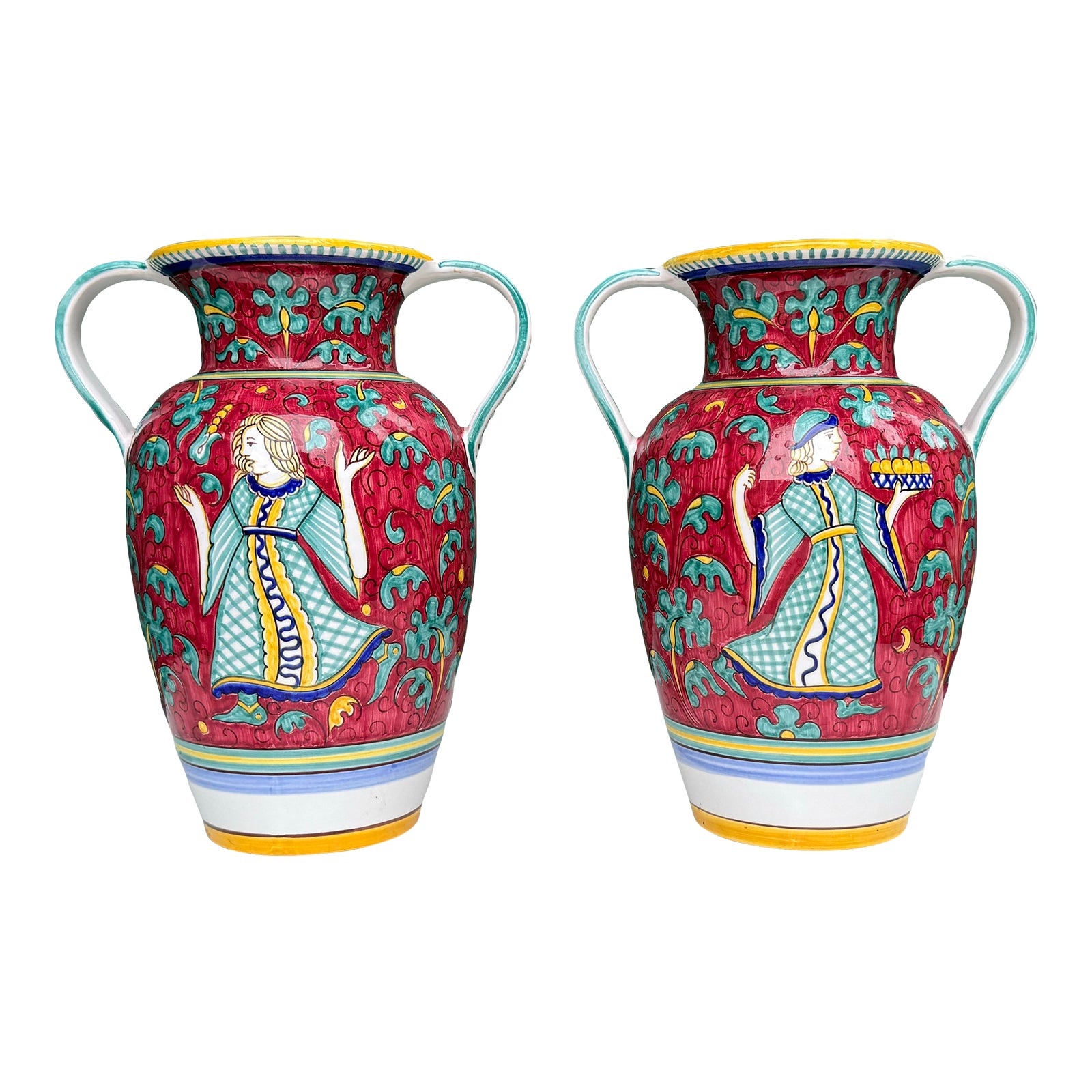 Pair of Late 20th Century Grazia Deruta for Cottura Pottery Vases ...