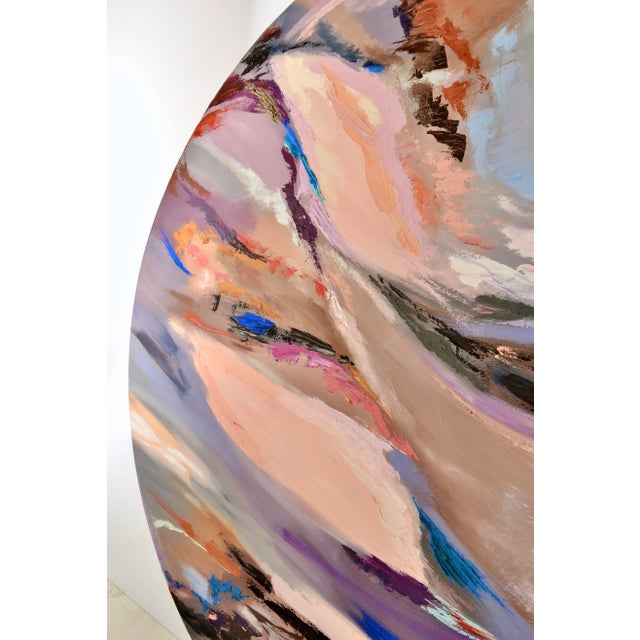 Ben Georgia, Six Foot Round Abstract Oil on Canvas, Circa 1990s | Chairish