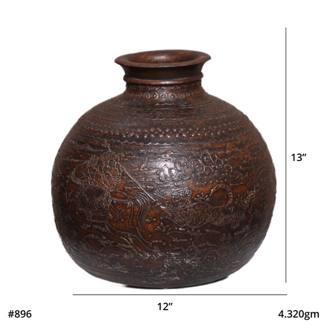Vintage Engraving Wooden Water Storage Pot | Chairish