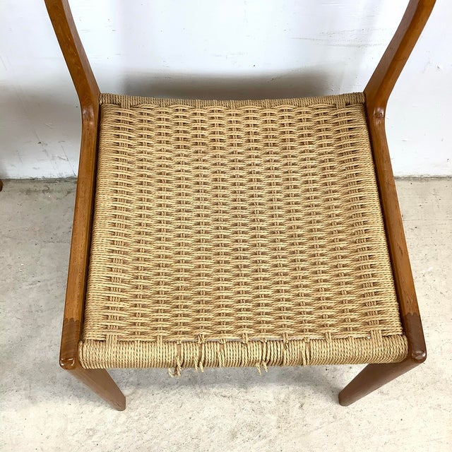 Scandinavian Modern Rope Seat Teak Dining Chairs After Poul Volther ...
