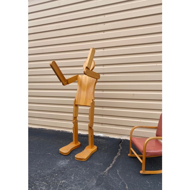 Life Sized Pine Human Form Figure Sculpture | Chairish