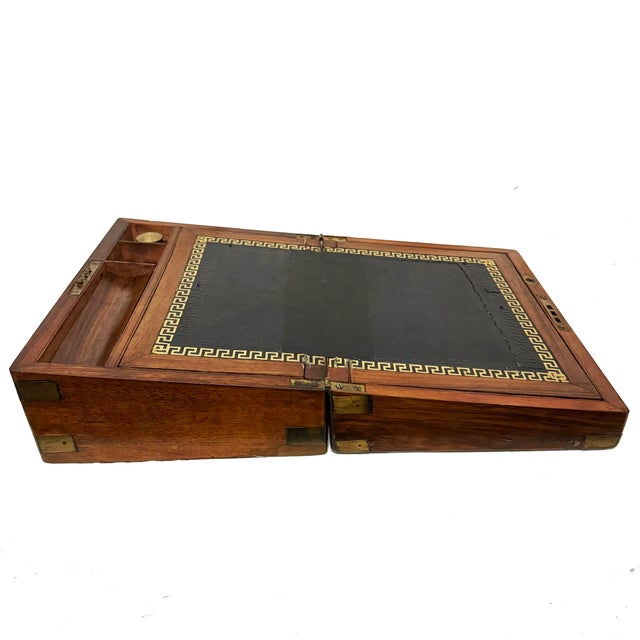 Late 19th Century Antique English Military Wooden Writing Lap Desk with ...