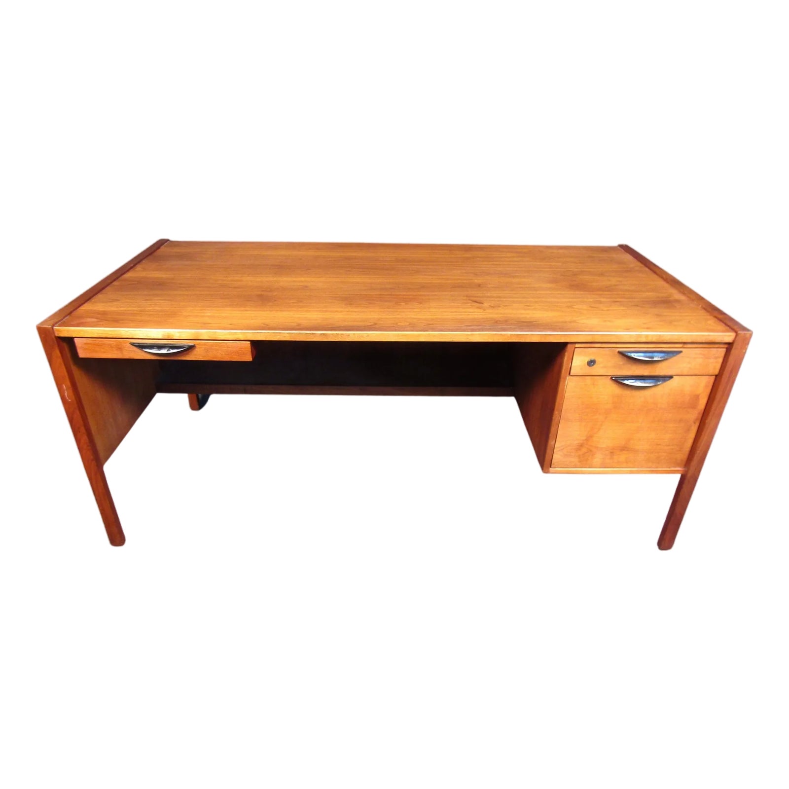 1960s Vintage Modern Walnut Writing Desk Attributed to Harvey Probber ...