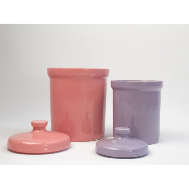 Vintage Pink and Purple Ceramic Storage Kitchen Canisters - a Pair ...