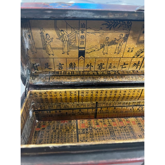 Antique Chinese Red Leather Lacquered and Gold Painted Box With Birds ...