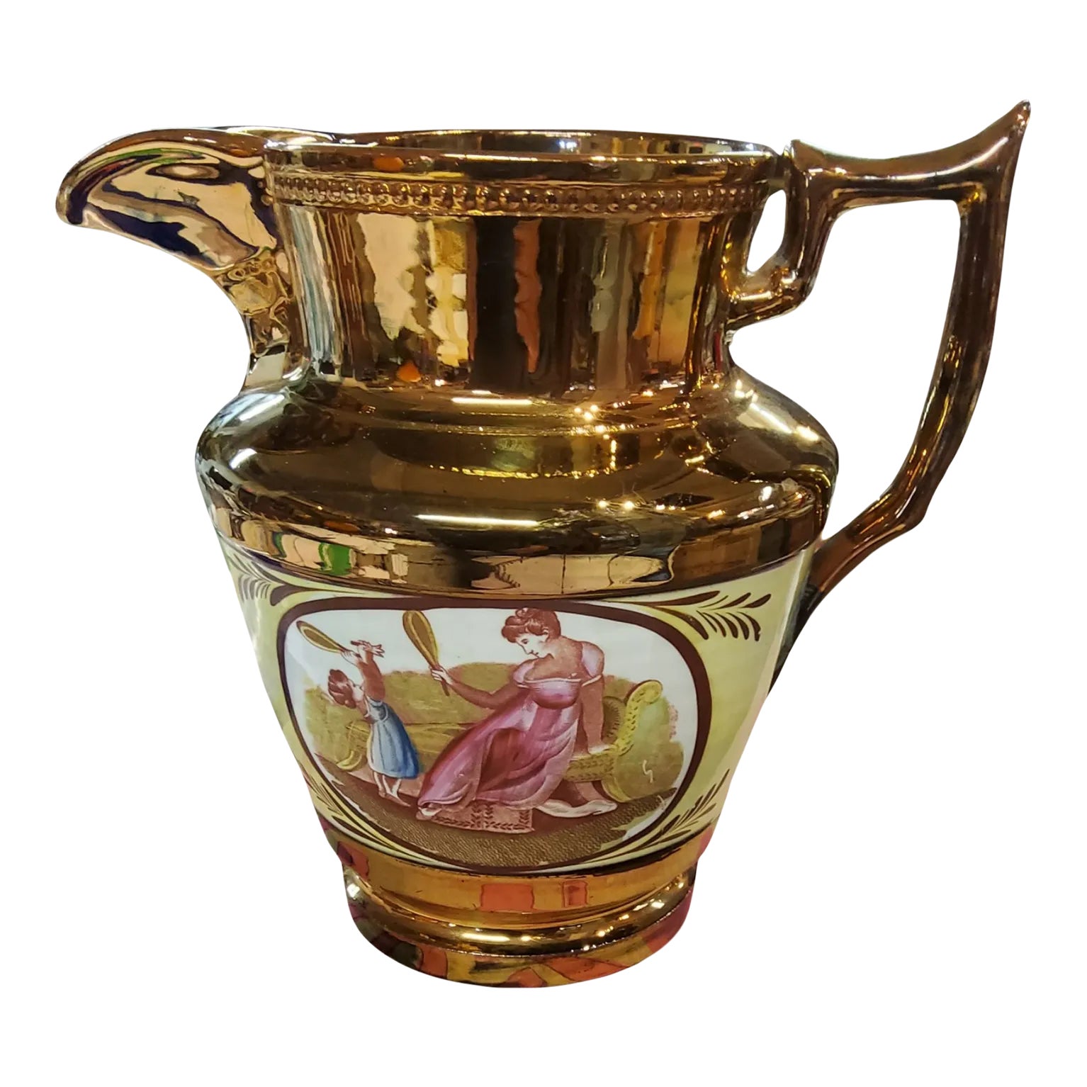 Large Early 19th Century Lustreware Pitcher Featuring the Likeness of ...