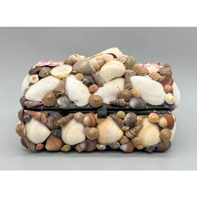 Vintage Nautical Seashell Encrusted Shell Box | Chairish