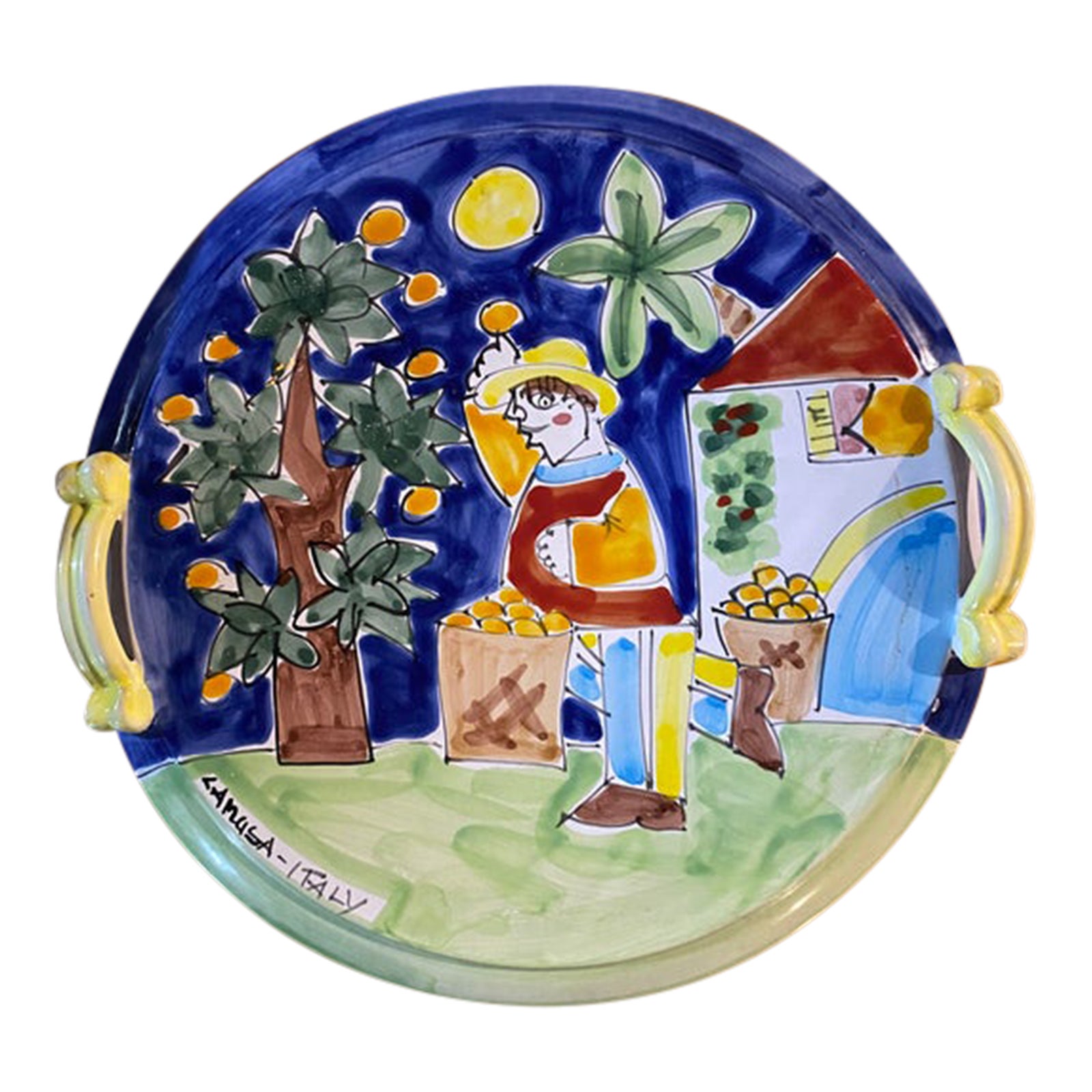 Mid 20th Century Hand Painted La Muse Italian Platter | Chairish