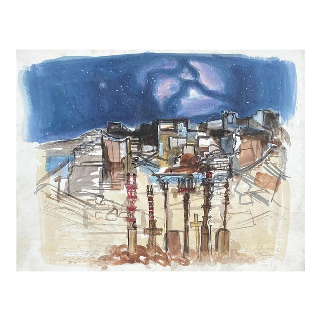 1983 Fred Atkinson Nocturne Landscape | Chairish