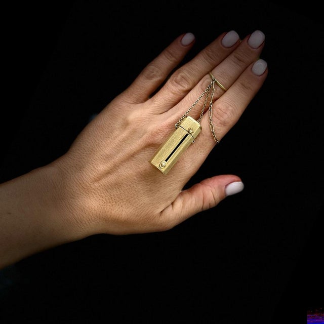 Antique 10K Yellow Gold Ladies Compact Lipstick Case | Chairish