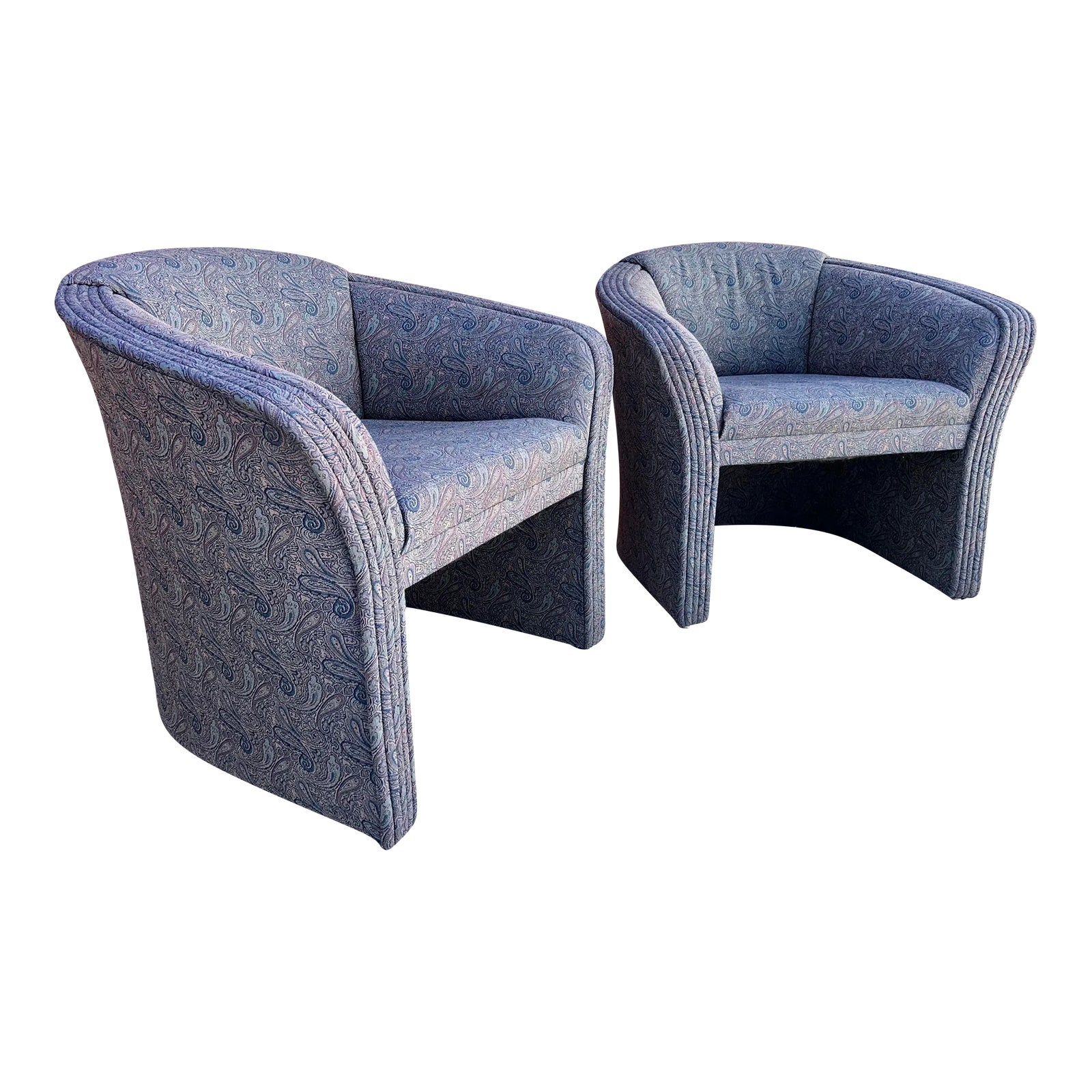 1990s Vintage Postmodern Paisley Club Chairs by Patrician Furniture ...