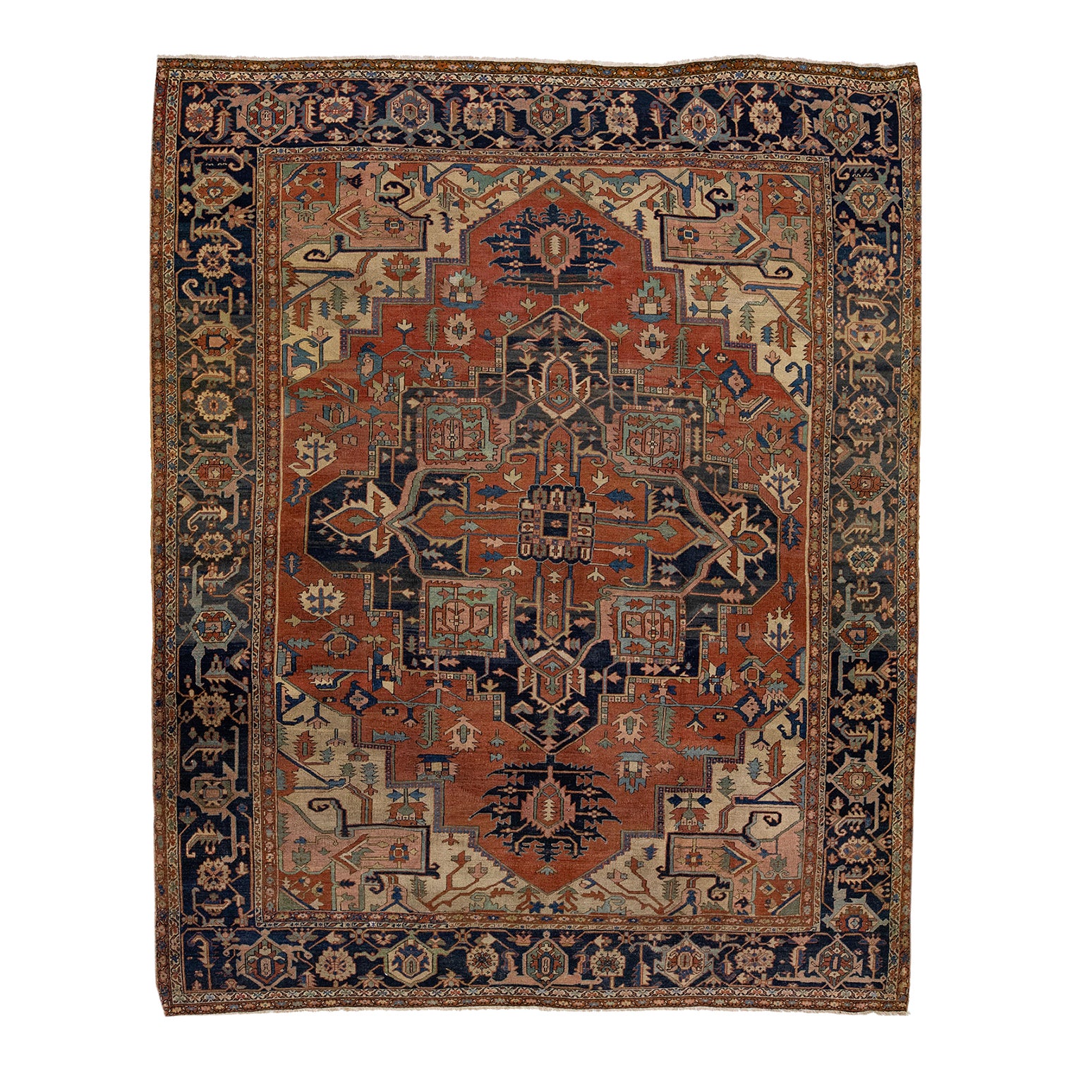 19th Century Antique Persian Serapi Rust Handmade Wool Rug With Allover ...