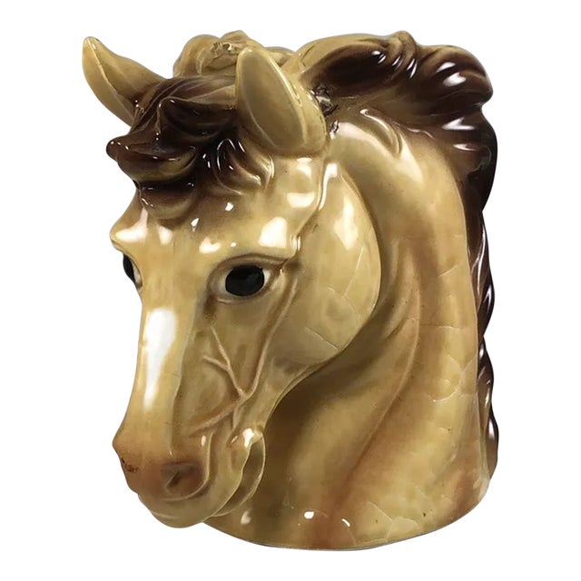 Vintage Relpo Palomino Stallion Ceramic Horse Head Planter Vase | Chairish