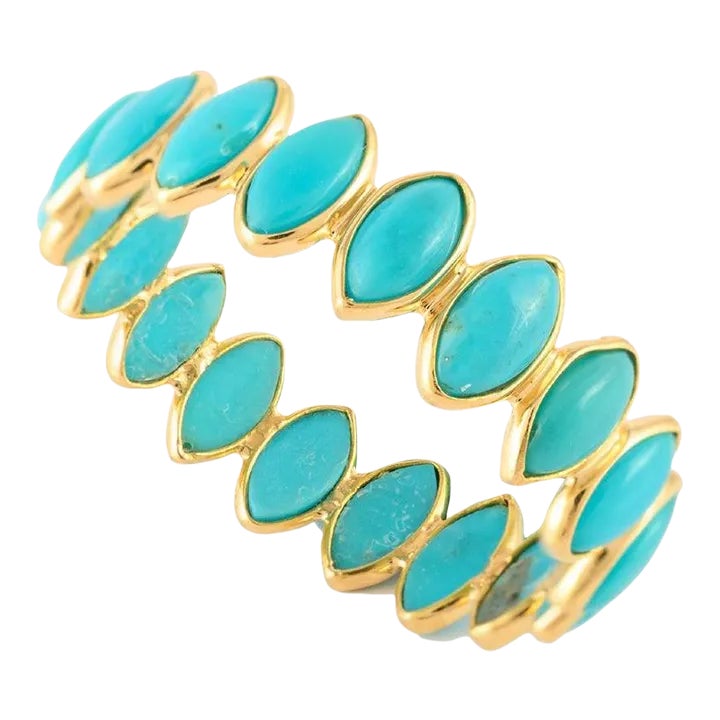 Stackable Turquoise 18k Yellow Gold Eternity Band Ring Size 7 ( All ...