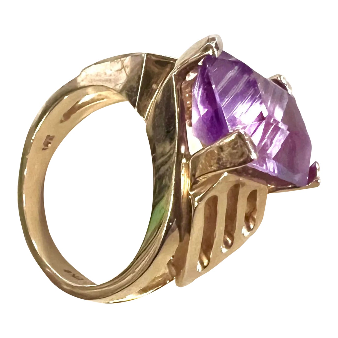 1970s 14k Amethyst “Lines” Ring | Chairish