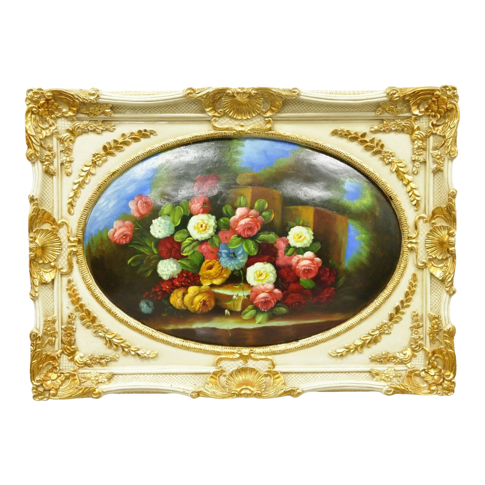 Vintage Italian Rococo Flower Still Life Wall Art Painting by Mirtex ...