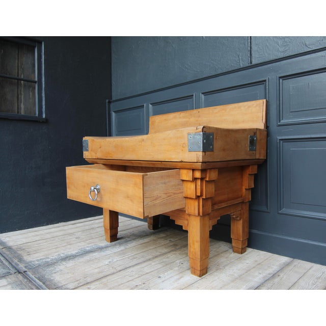 Vintage Art Deco Butcher Block Table, 1920s | Chairish