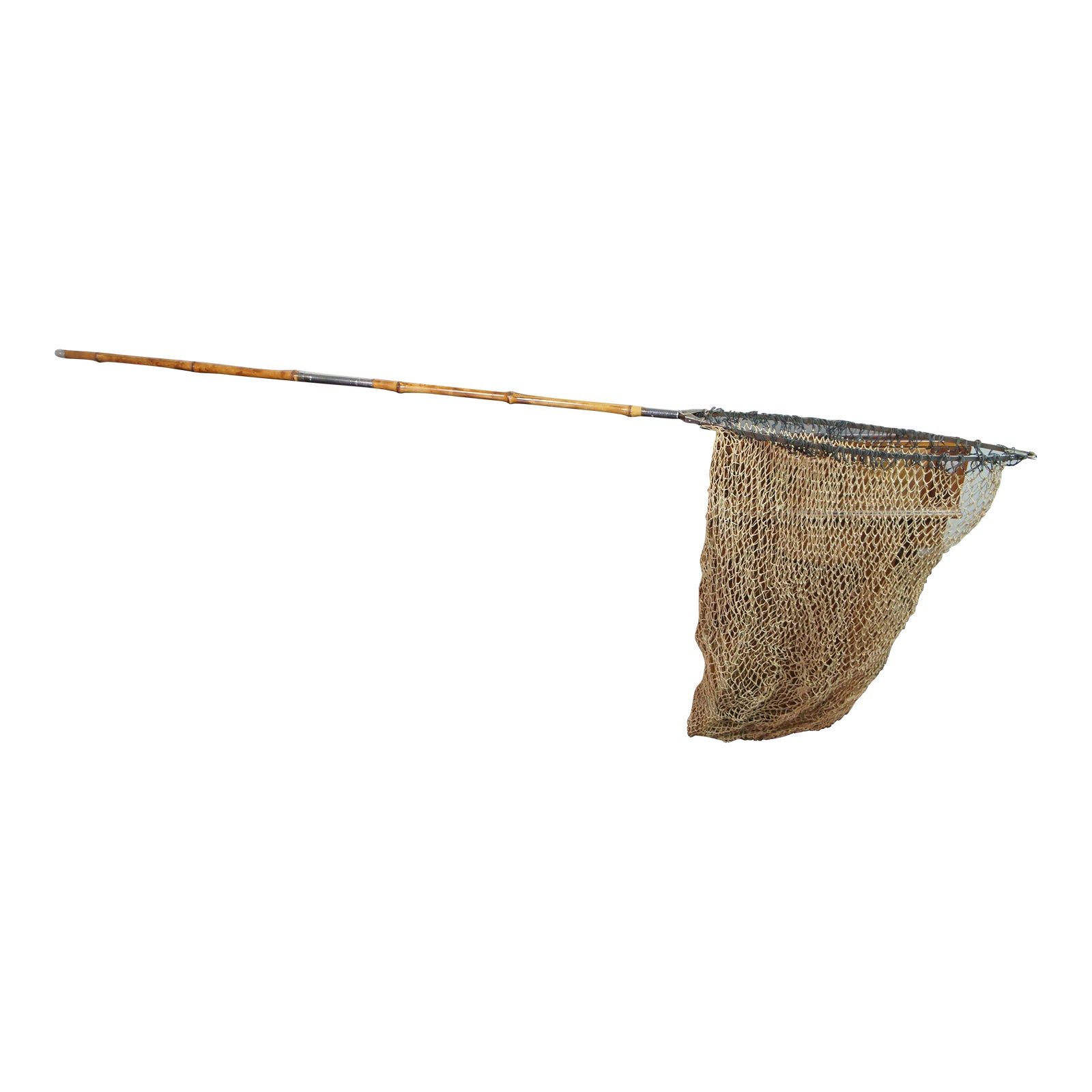 Original Antique Hardy Simplex Folding Bamboo Staff Wading Fishing Net ...