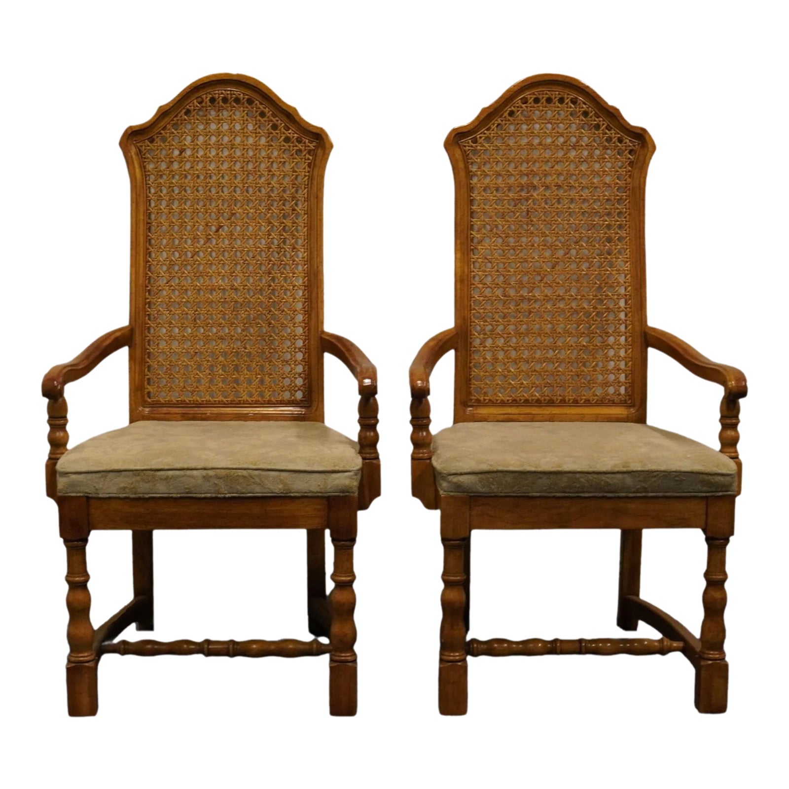 Set of 2 Drexel Heritage Chartwell Collection Cane Back Dining Arm ...