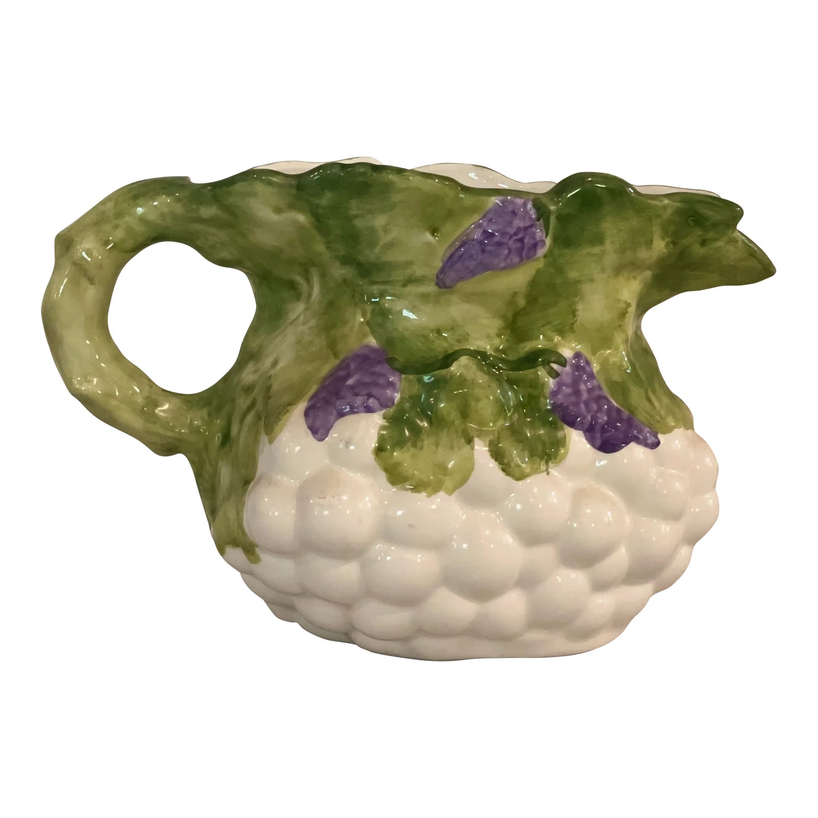 Vintage Italian White Grapes Pitcher Mid-Century Majolica Style Pitcher ...