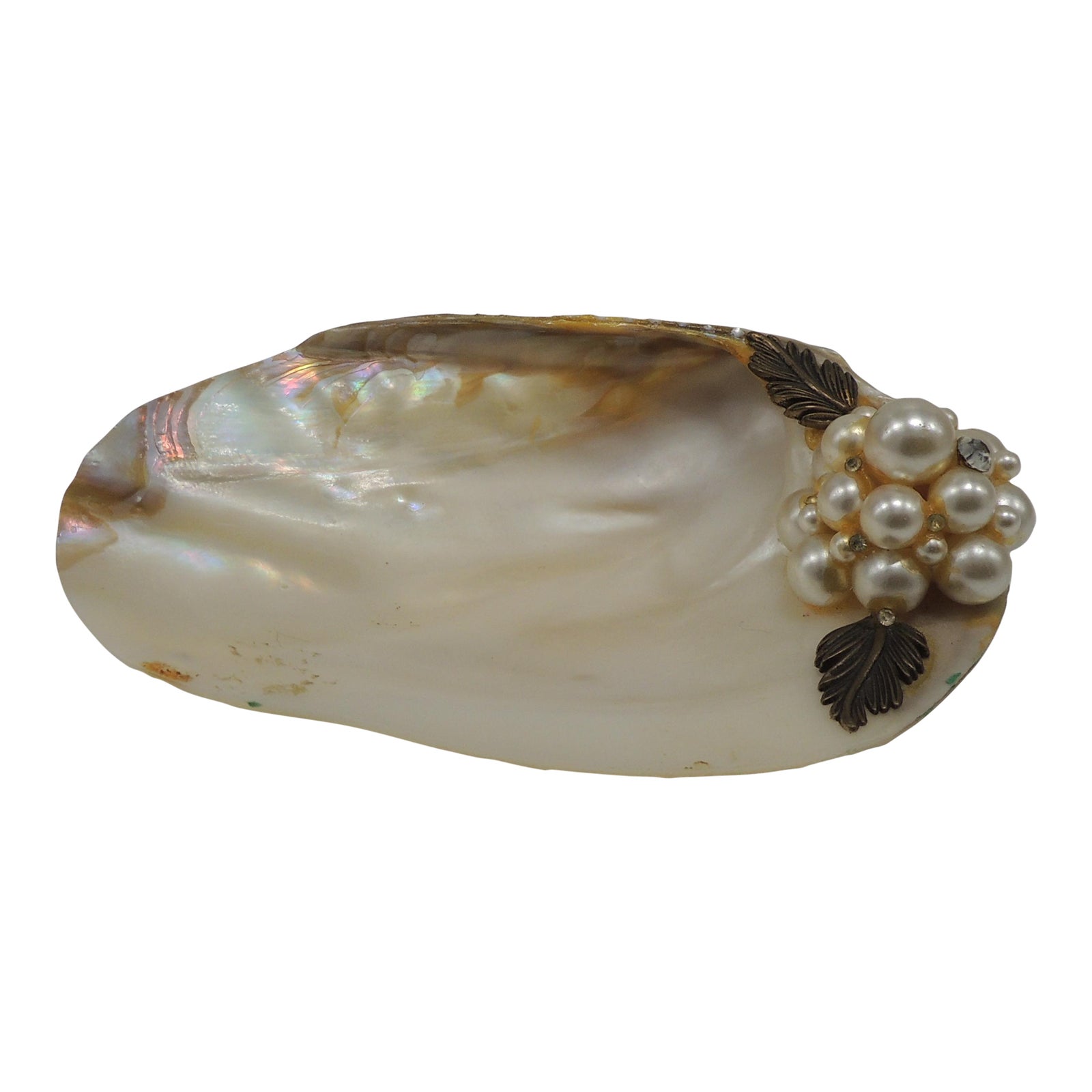 Clam Shell Embellished With Faux Pearls Soap Dish | Chairish