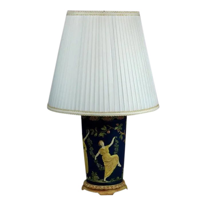 Greek Cameo Art Pottery Lamp Base Attr. Weller, Cira 1930 | Chairish