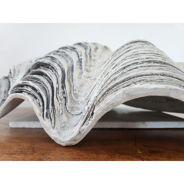 Large Vintage Coastal Gypsum Sculptural Clam Sea Shell Decorative Bowl ...