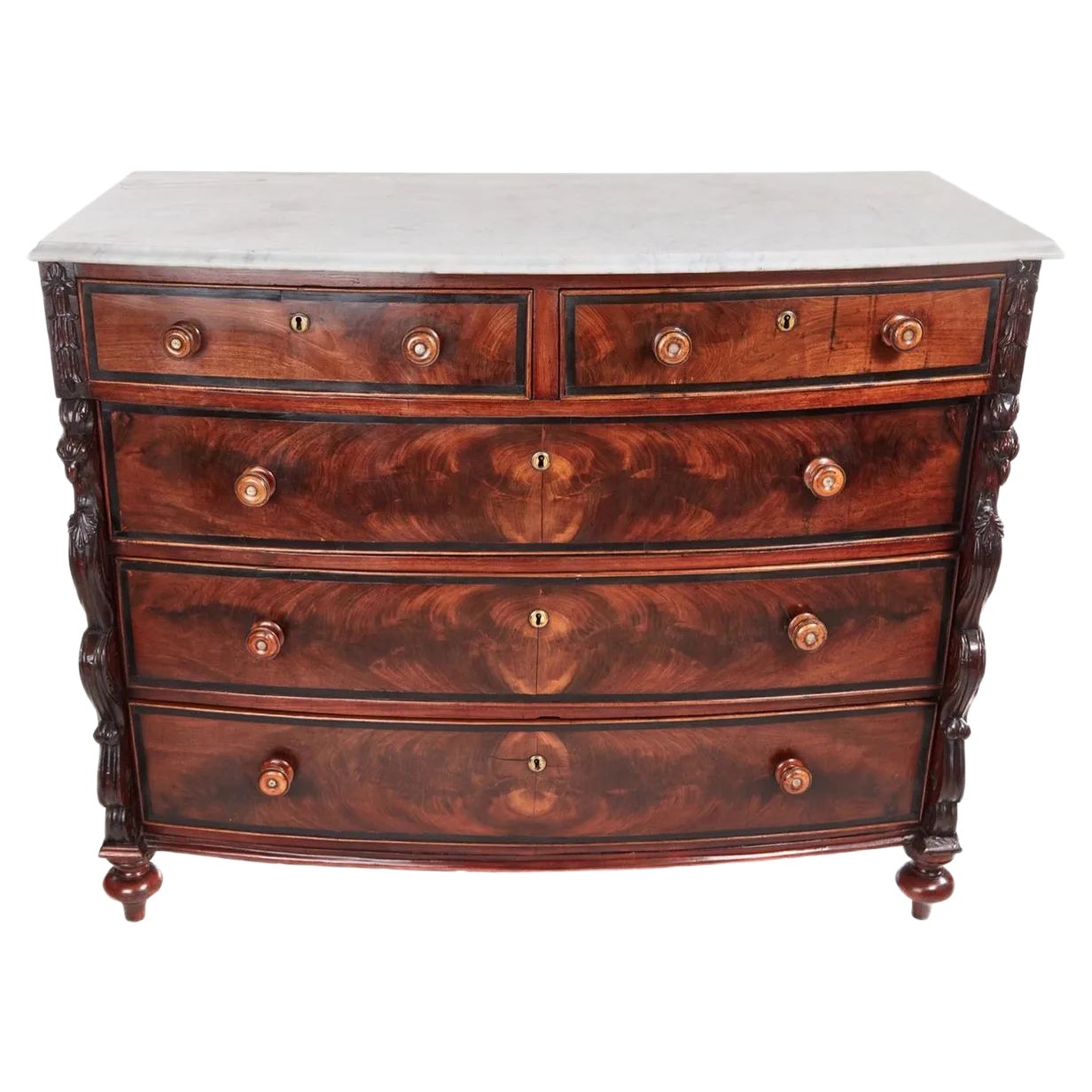 Antique Mahogany Bow Front Chest | Chairish