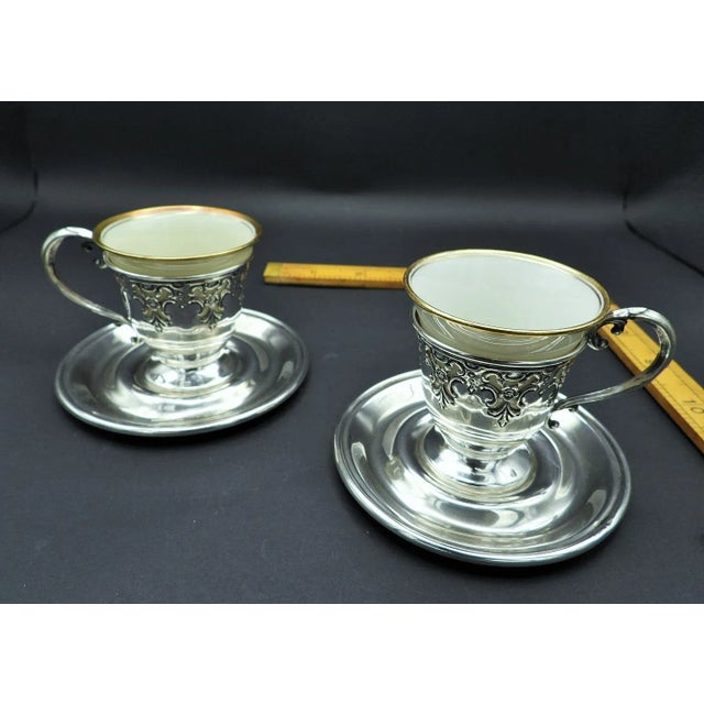 Antique Sterling Silver Demitasse Espresso Cups & Saucers 1922- 6 ...