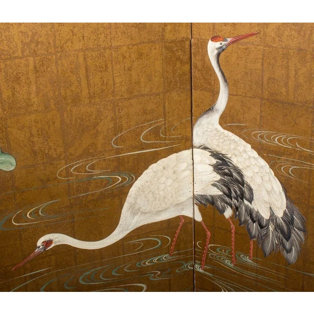 Robert Crowder Japanese Hand-Painted Six Panel Screen | Chairish