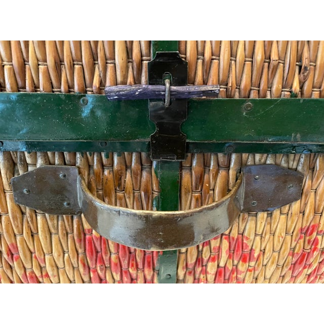 Vintage Woven Rattan Trunk/Suitcase | Chairish