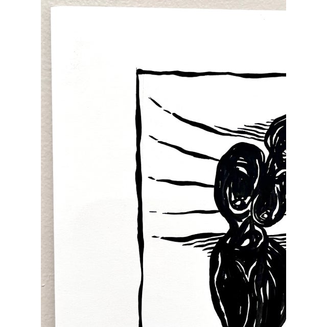 1960s Modernist Figural Ink Painting by Achi Sullo | Chairish