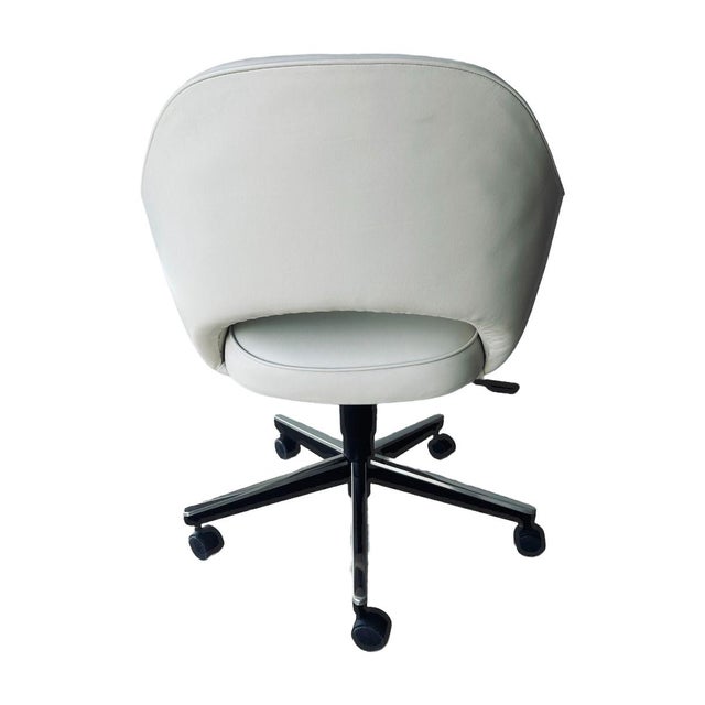 Knoll Saarinen White Leather and Chrome Executive Chair | Chairish