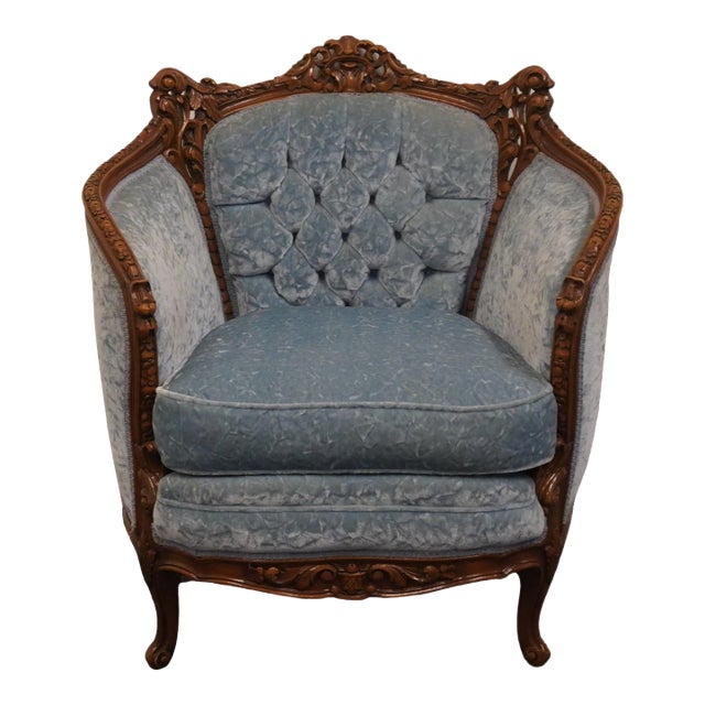 Vintage Antique Rococo Traditional Victorian Style Powder Blue Crushed ...