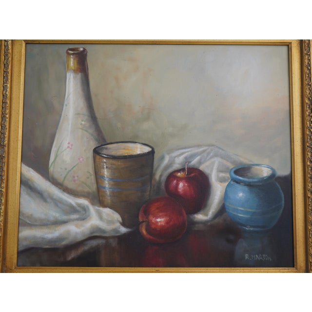 r.martin Artist Signed Still Life Oil Painting on Canvas | Chairish