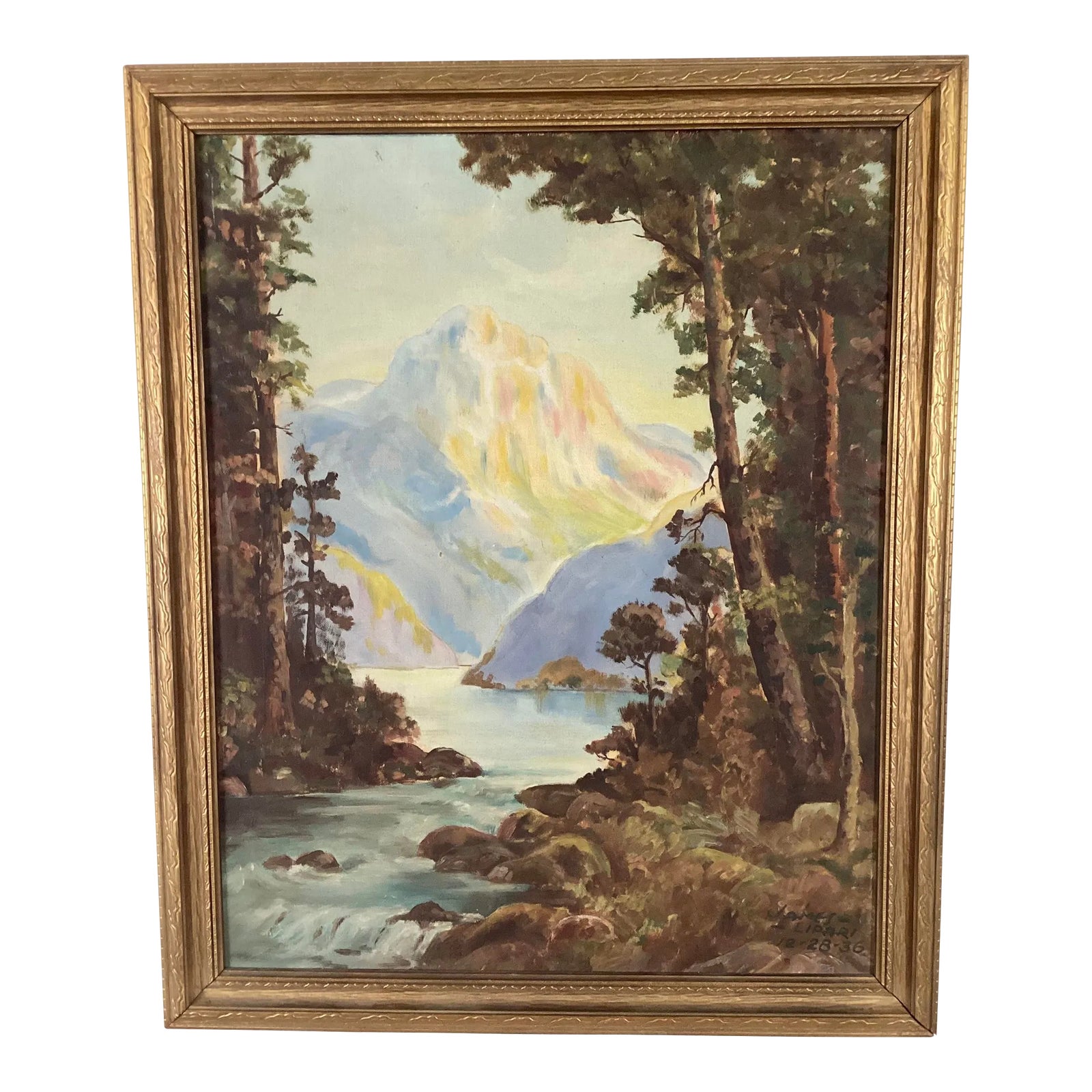 Rocky Mountain Landscape W Stream by James Lipari 1936 | Chairish