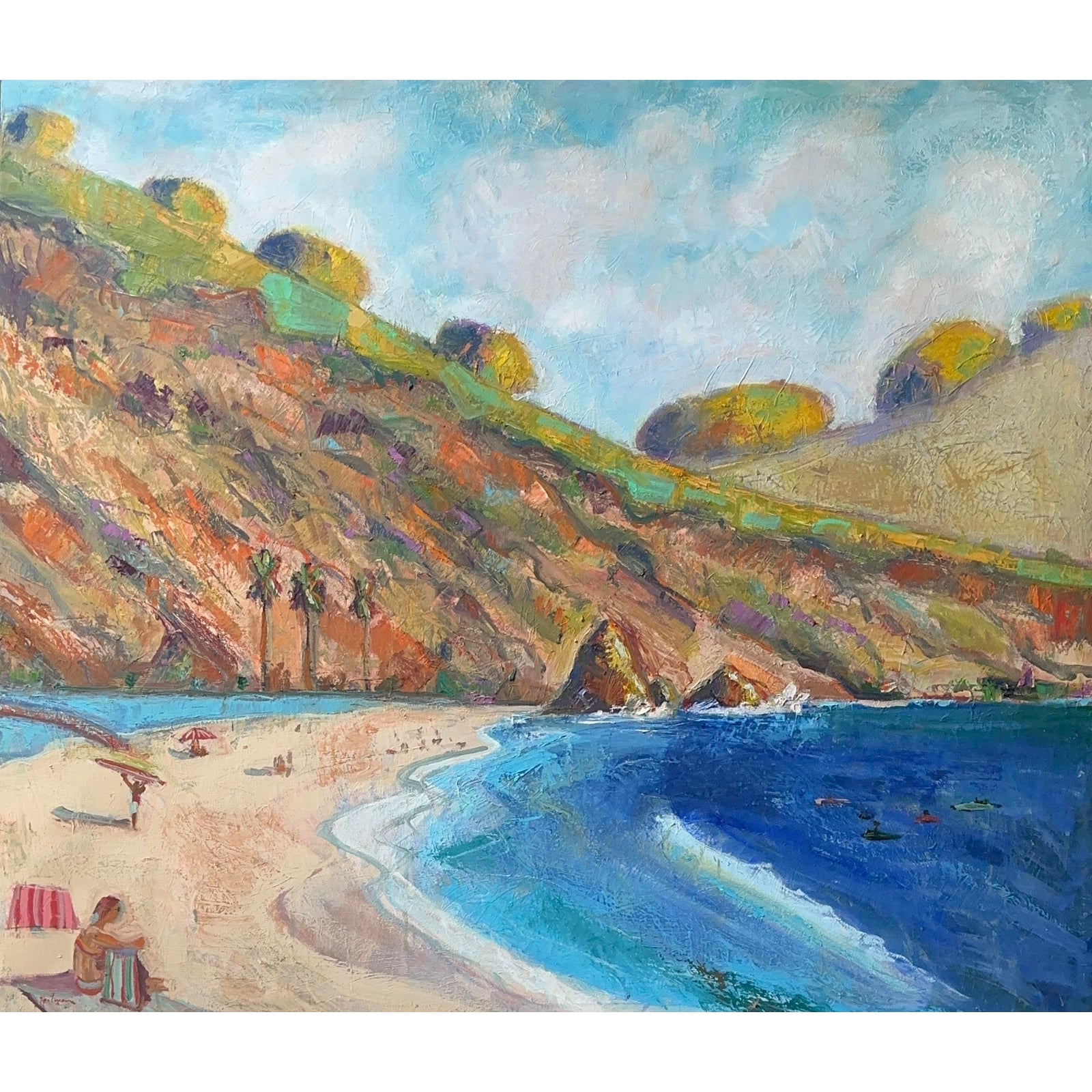 Expressionist Original Rodeo Beach Oil Painting by James Hartman | Chairish