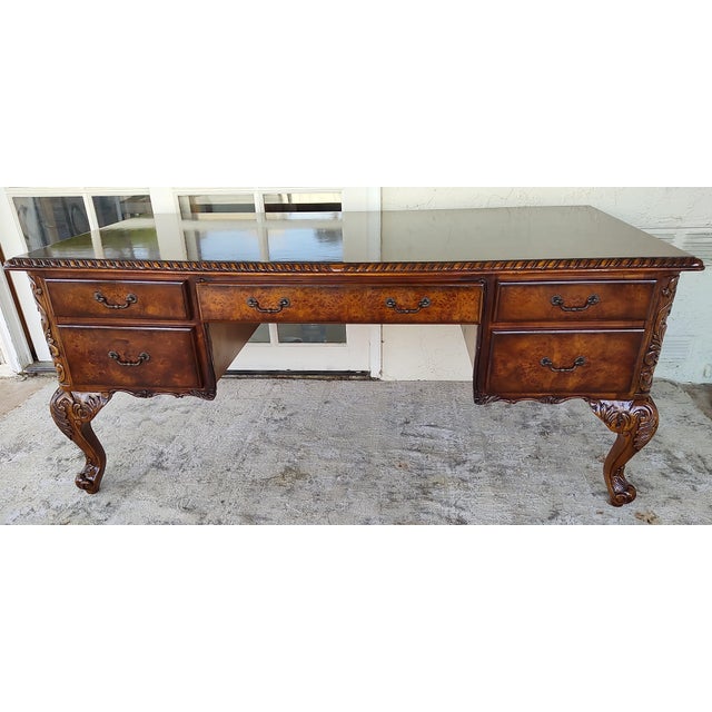 Queen Anne Style Ornate Writing Desk | Chairish