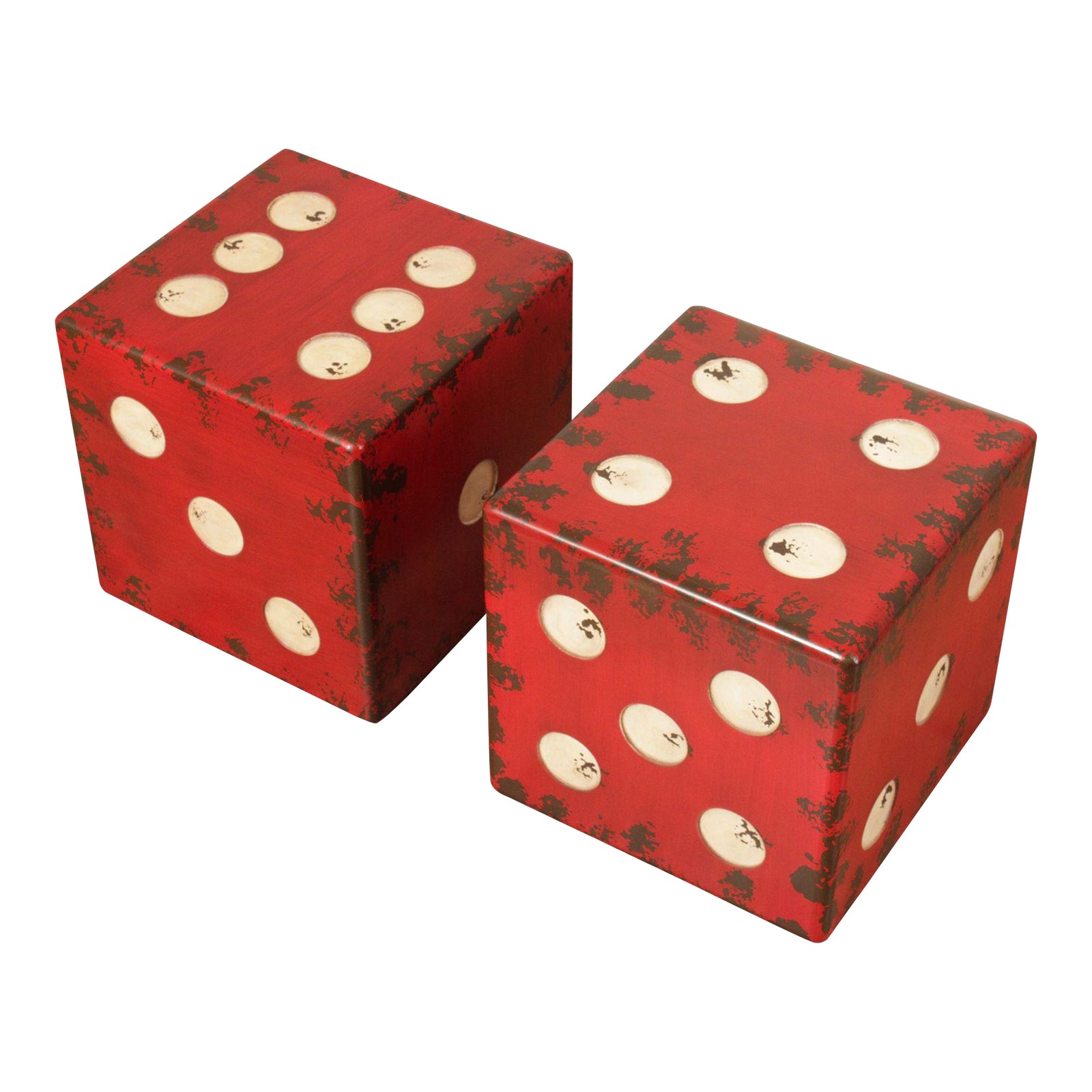 Uttermost Pair of Distress Painted Dice Side Tables or Stools (A ...
