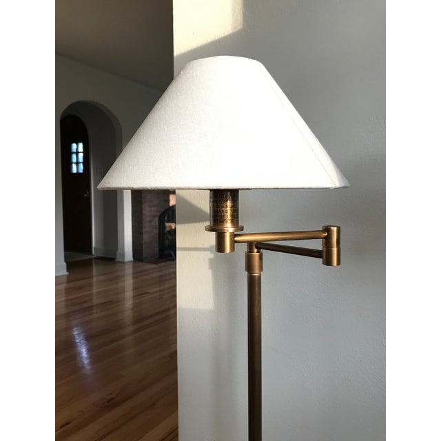 Restoration Hardware Brass Petite Candlestick Swing Arm Floor Lamps - a ...