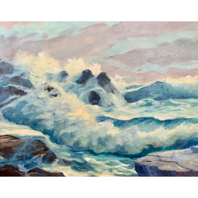 1963 “Cape Storm” Expressionist Seascape Painting by Malcom Waite ...