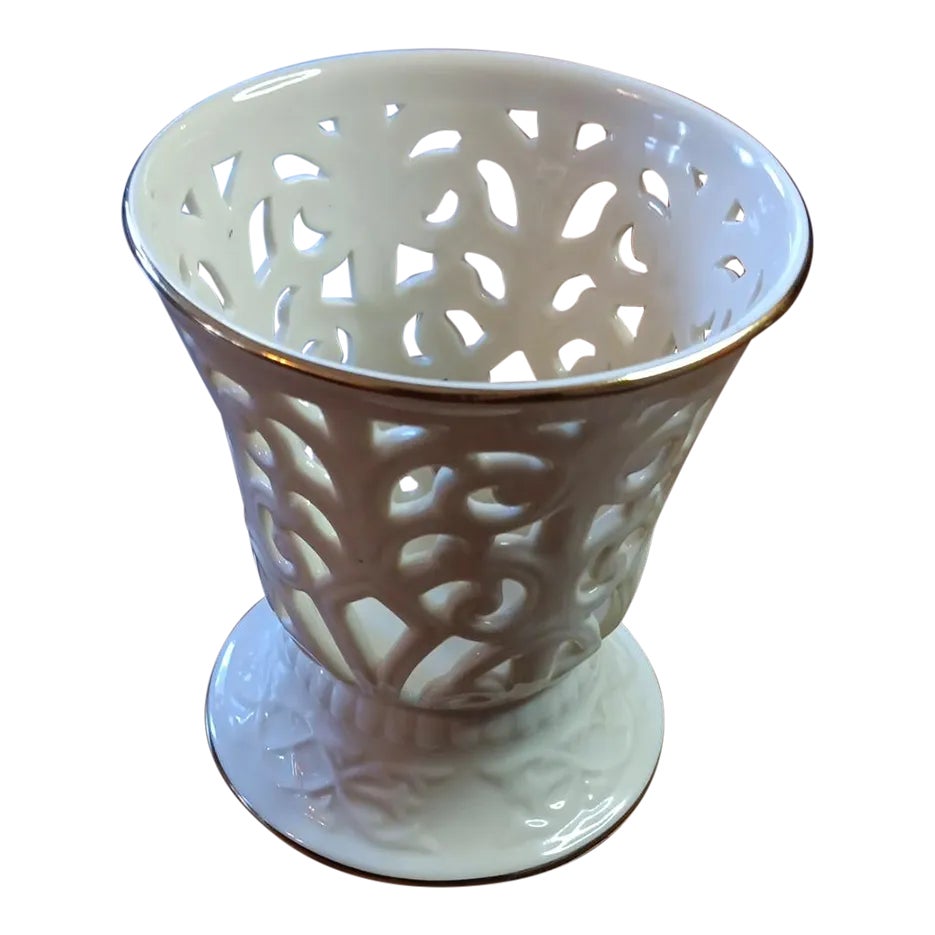 1980s Lenox Usa Ivory Porcelain Versailles Flared Votive Holder | Chairish