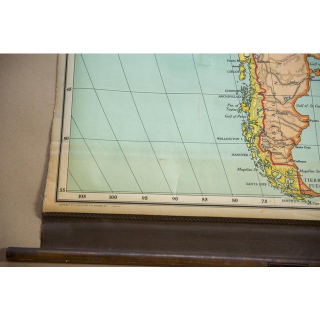 Vintage Nystrom Pull Down Map of South America | Chairish