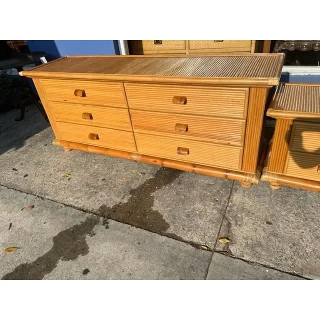 1960s Pencil Reed Style Bamboo Rattan Bedroom Dresser | Chairish