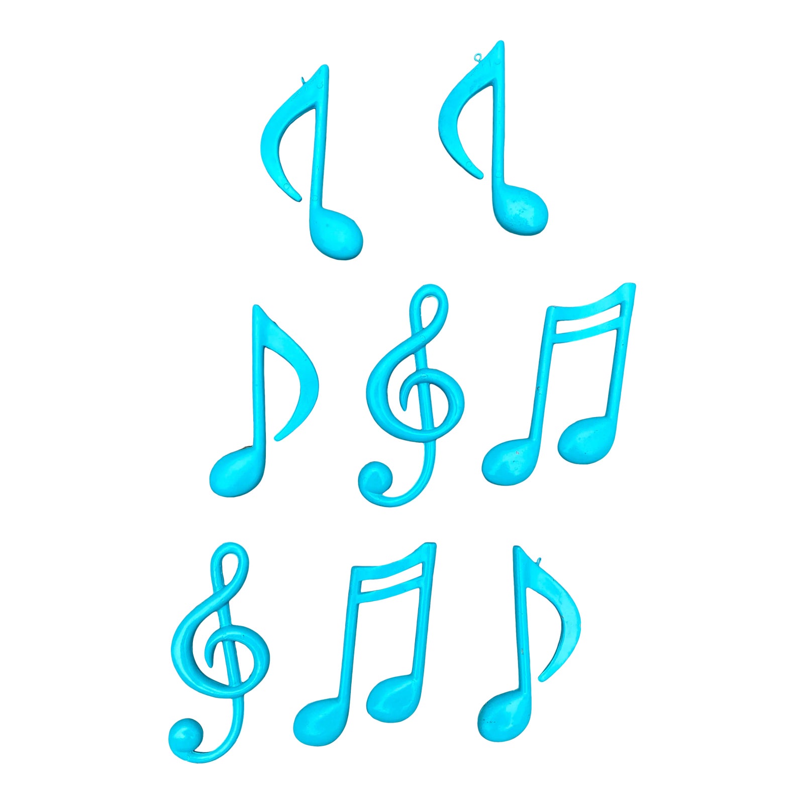 Late 20th Century Teal Music Note Ornaments - Set of 8 | Chairish
