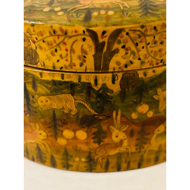 1960s Vintage Lacquerware Indian Round Box Hunt in a Garden With ...